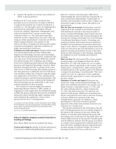 pdf value of adaptive computer assisted instruction in teaching cell biology hilde creten
