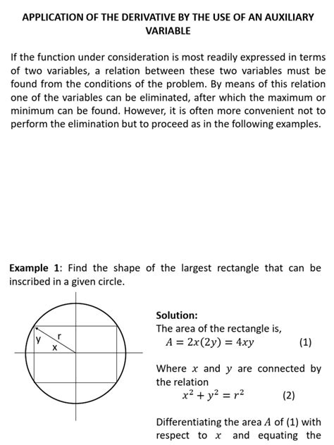 maxima and minima auxiliary variable pdf calculus mathematical objects