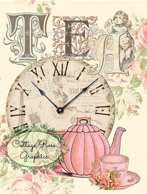 T Ingl S Victoriano Tiempo Descarga Digital Grande Rosas Etsy La