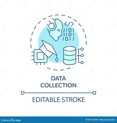 Thin Line Simple Blue Data Collection Icon Concept Stock Illustration