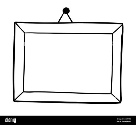 Cartoon Vector Illustration Of Picture Frame Hanging On The Wall Black
