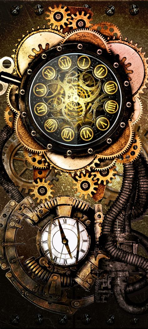 Steam Punk Clock Gold Ceiling Pastel Analog Hd Phone Wallpaper Pxfuel