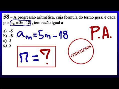 A Progress O Aritm Tica Cuja F Rmula Do Termo Geral Dada Por An