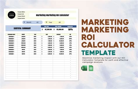 Marketing Marketing Roi Calculator Template In Excel Google Sheets