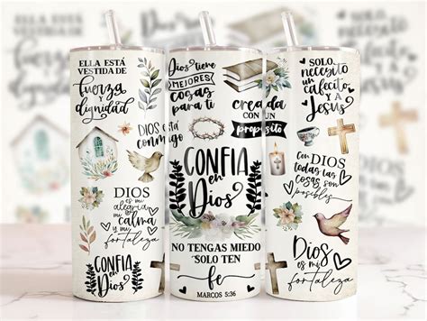 Citas motivacionales bíblicas en ESPAÑOL Diseños de sublimación de vaso