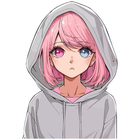 Un Dibujo De Una Chica Con El Cabello Rosa Y Una Capucha Que Dice Cita