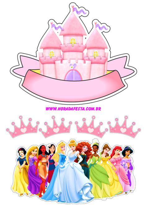 Princesas disney topo de bolo decoração de festa artigos de papelaria