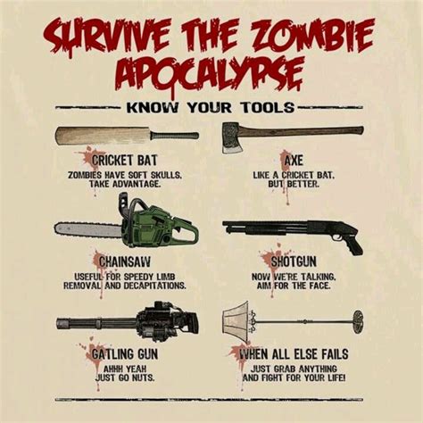 Know Your Tools For The Zombie Apocalypse Pinterest Zombie