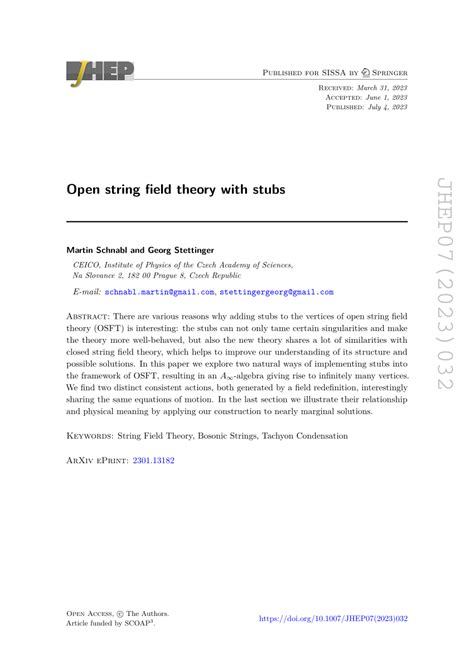 pdf open string field theory with stubs