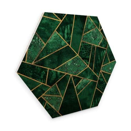 Hexagon Holz Birke Furnier Fredriksson Dunkelgrüner Smaragd wall