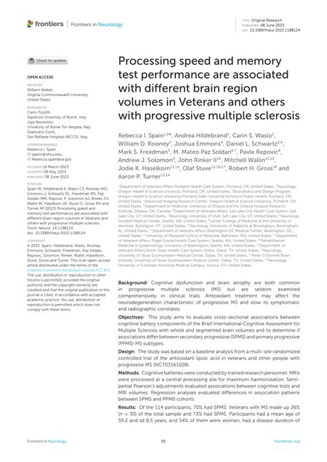 pdf processing speed and memory test performance are associated with different brain region