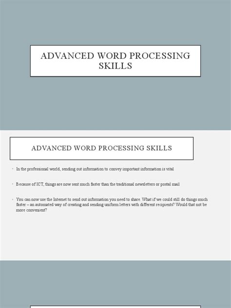 advanced word processing skills pdf mail microsoft excel