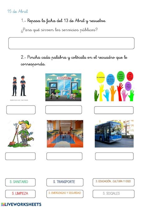 Los servicios públicos 3 worksheet Juegos didacticos para preescolar