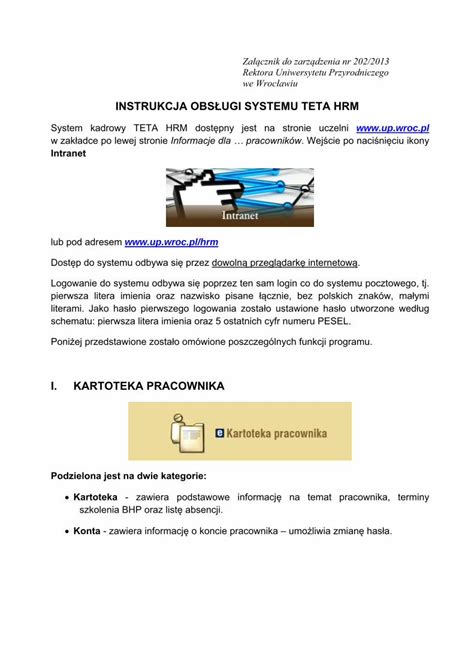 PDF INSTRUKCJA OBSŁUGI SYSTEMU TETA HRM ącznik do zarządzenia nr