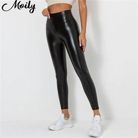 Fashion Sexy Womens Patent Leather Leggings Pants Raves Dance Clubwear High Waist Ruched Back