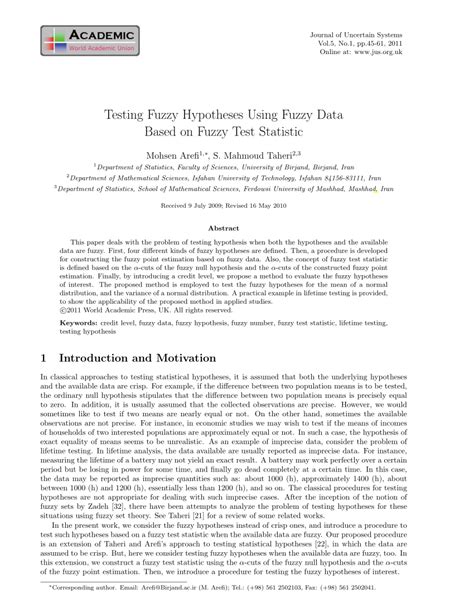 pdf testing fuzzy hypotheses using fuzzy data based on fuzzy test statistic