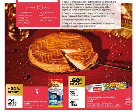 Promo Kit Galette Des Rois Amande Vahiné Pâte à Tarte Trésor De Grand