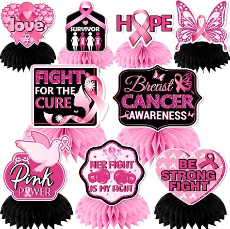 Amazon 9 Pcs Breast Cancer Awareness Decorations Honeycomb
