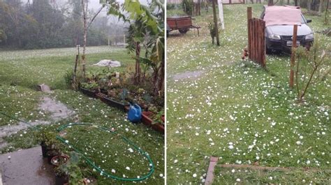 Vídeo chuva de granizo causa estragos e deixa pessoa ferida em SC