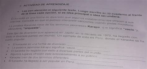 Actividad De Aprendizaje Lee Con Atencion El Siguiente Texto Luego