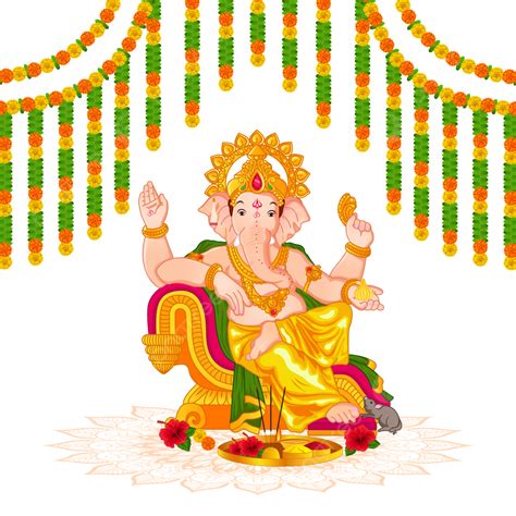 Ganesh Chaturthi Png Transparent Illustration Of Lord Ganpati On Hot