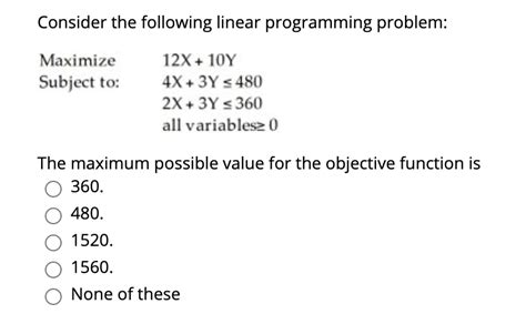 solved consider the following linear programming problem