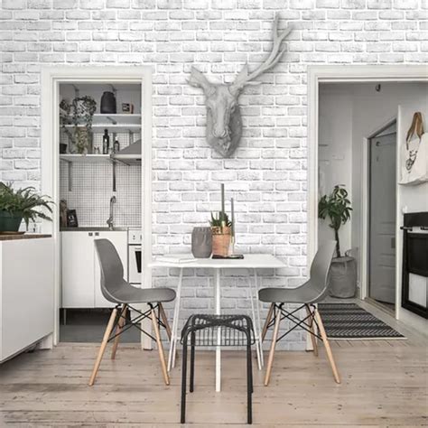 Papel Tapiz Ladrillos Blancos Autoadherible Pared Cm X M Meses