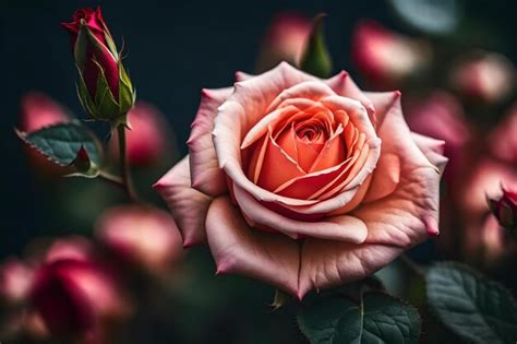 Premium AI Image A Close Up Of A Pink Rose With The Word Eye On It
