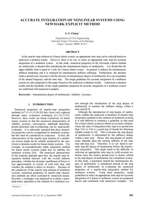 pdf accurate integration of nonlinear systems using newmark explicit method