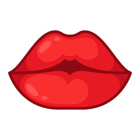 Estilo De Dibujos Animados De Forma De Boca De Beso Vector Premium