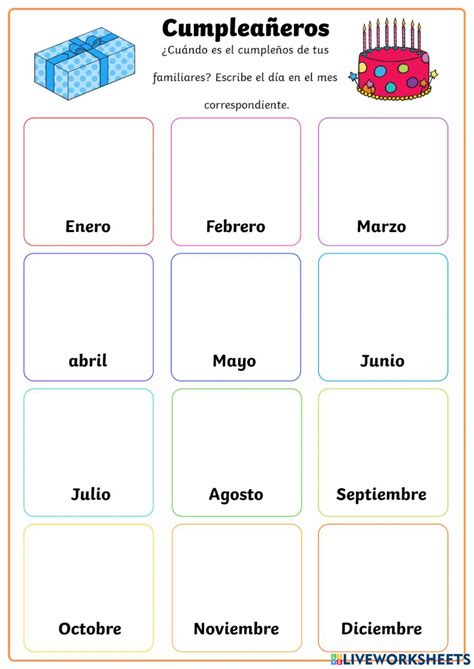 Cumpleaños y meses del año worksheet Forgot My Password Spanish Class