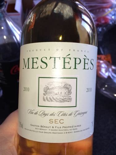 Gaston Beraut Fils Mestépès Pays Des Côtes De Gascogne Sec Vivino US