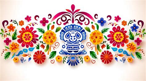 Premium Photo Mexican Folk Art Style Vector Mandala Floral Patter