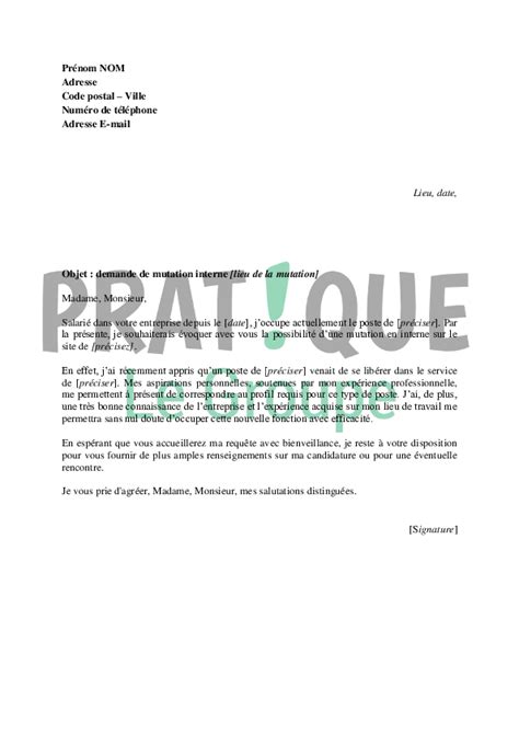 Exemple De Lettre Mutation Interne