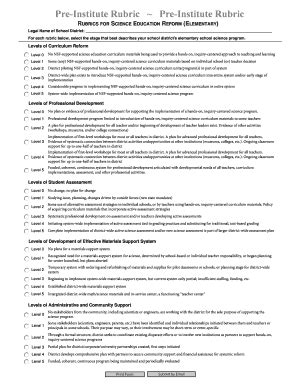 Fillable Online P12 Nysed Pre Institute Rubric Pre Institute Rubric P