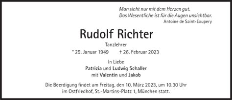 Traueranzeigen Von Rudolf Richter SZ Gedenken De