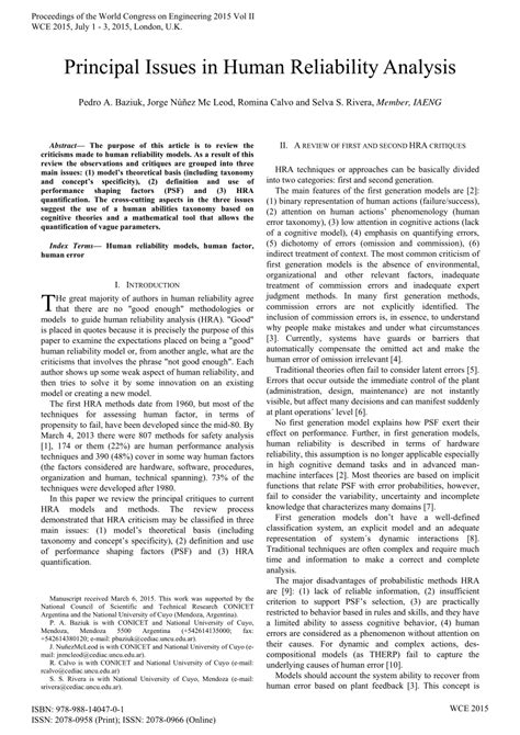 pdf principal issues in human reliability analysis
