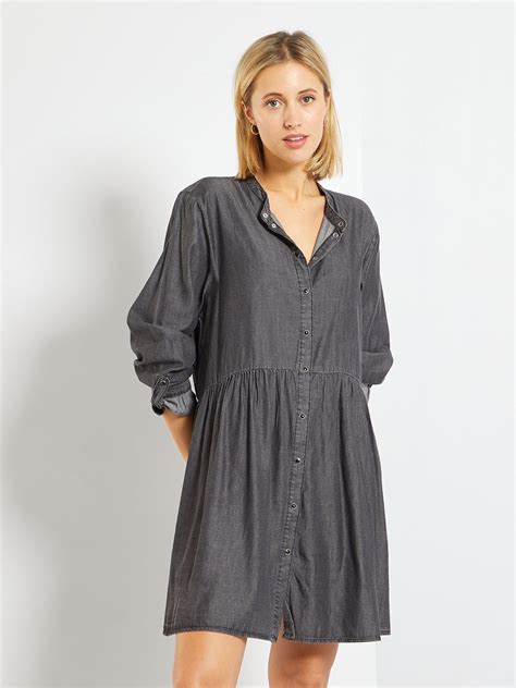 Vestido Camisero Vaquero JDY Con Cuello Mao Denim Gris Kiabi 35 00