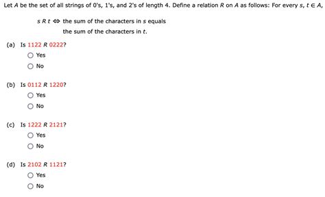solved let a be the set of all strings of 0 s 1 s and 2 s