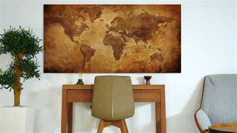 Tableau Aluminium Dibond Mappemonde Vintage Achat
