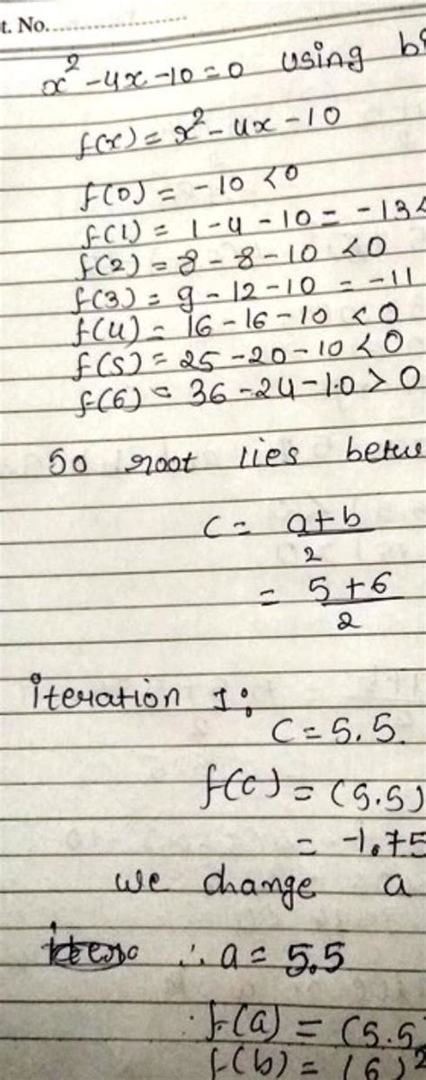 find a negative root of equation x 2 4x 10 ing bisection method correct up to 1 decimal