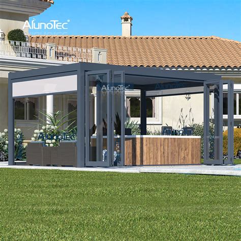 AlunoTec Waterproof Outdoor Garden Bioclimatic Aluminum Pergola Gazebo