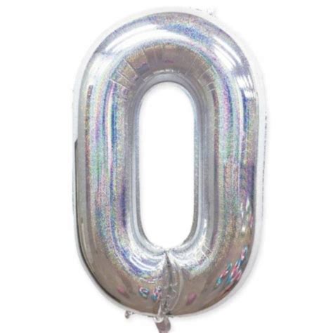 BALON FOLIOWY DUŻA CYFRA 0 SREBRNA HOLO BROKATOWA 100 CM URODZINY