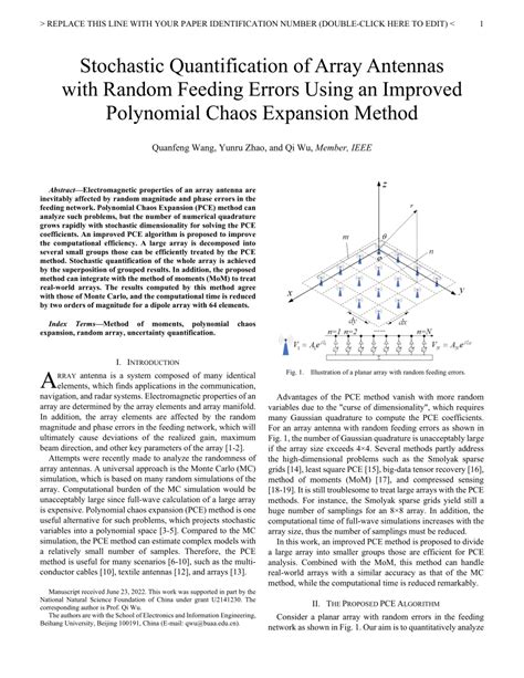 pdf stochastic quantification of array antennas with random feeding errors using an improved