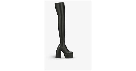 Naked Wolfe Juicy Faux Leather Thigh High Heeled Boots In Black Lyst