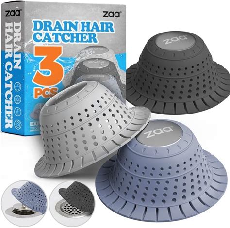 Zaa Bathtub Drain Hair Catcher Silicone Collapsible 3 Pack Drain