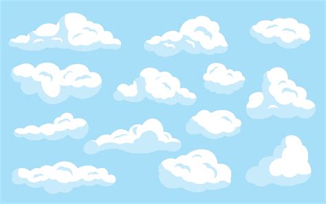 Nubes Blancas De Dibujos Animados En Azul Aislado 3226143 Vector En