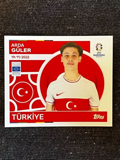TOPPS UEFA EURO 2024 Rookie Arda Guler Turkiye Turkey Sticker Tur 16