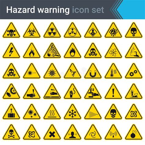 Hazard Warning Signs Set Of Signs Warning About Danger 42 High