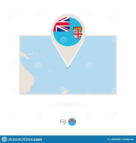 Mapa Rectangular De Fiji Con El Icono Del Perno De Fiji Ilustración del